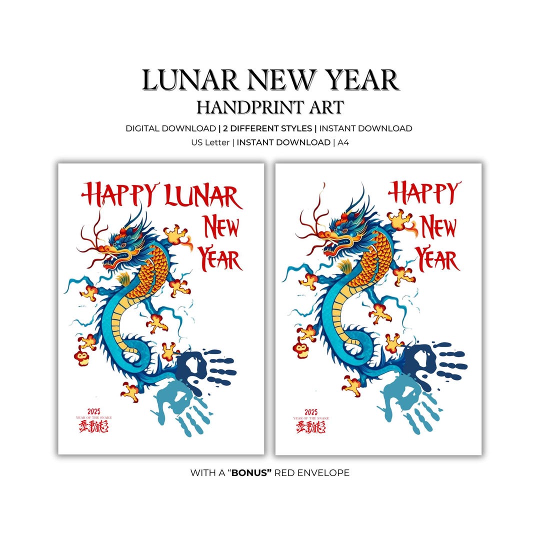 Lunar New Year Handprint Art, Year of the Snake, Handprint Keepsake ...