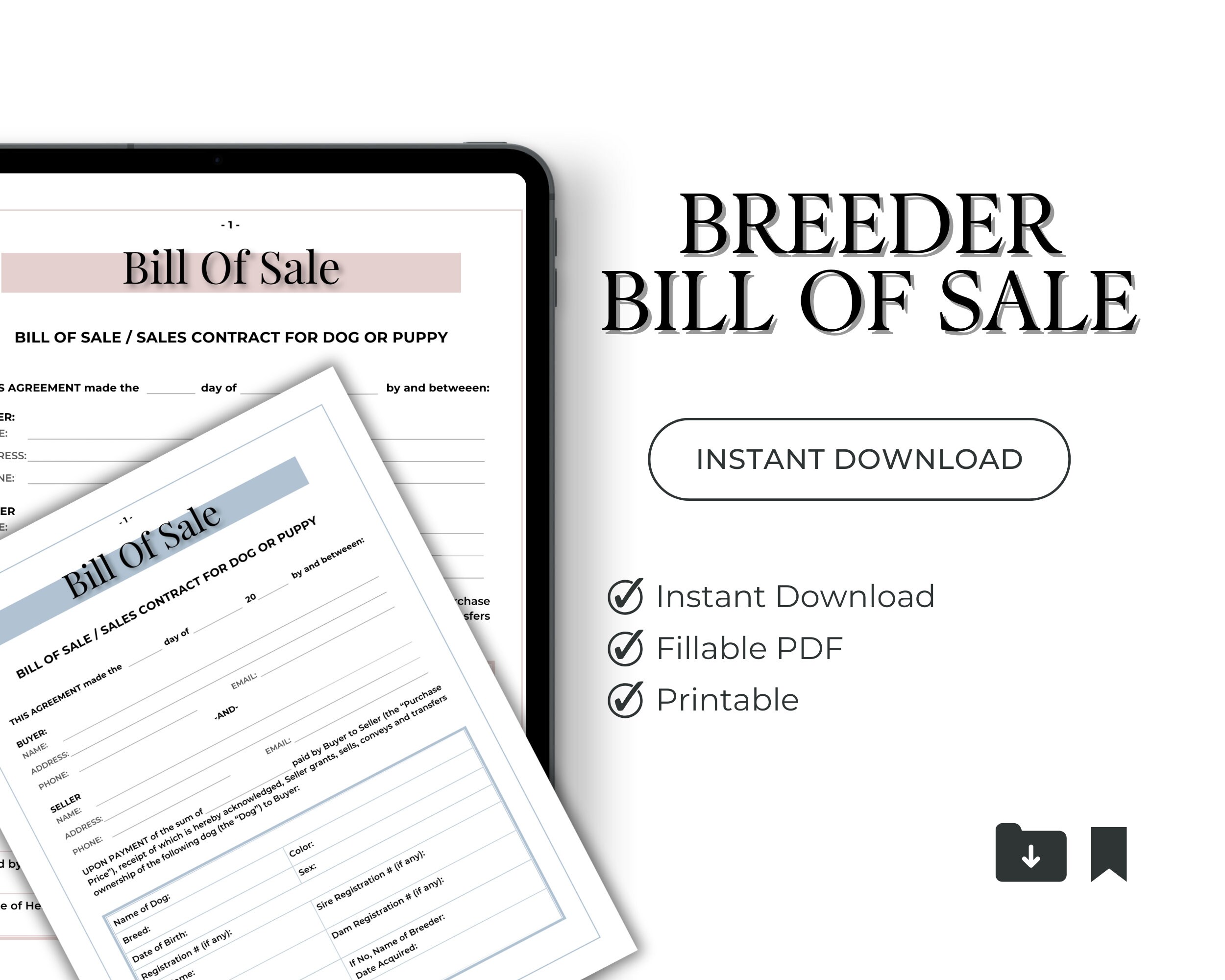 Dog Breeder Bill of Sale, Essential Dog Breeder Kit, Puppy Breeder ...
