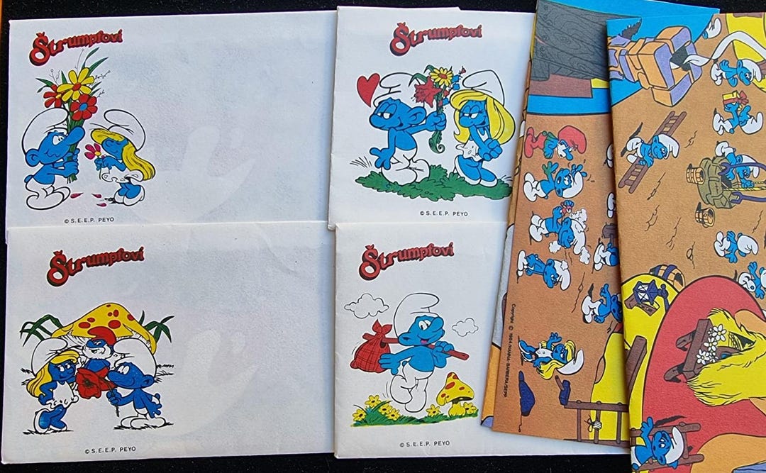 The Smurfs Vintage Letters Envelope Original Blanc Smurfs Collection ...