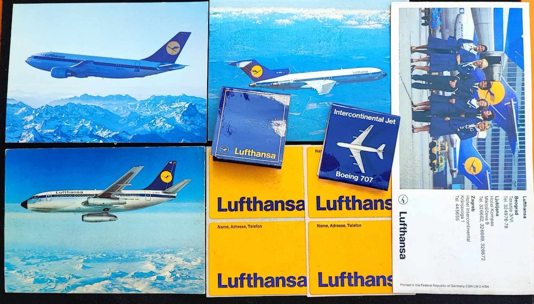 Lufthansa Airlines Vintage Collection Aviation Memorabilia Postcards Stickers Matchsticks ...