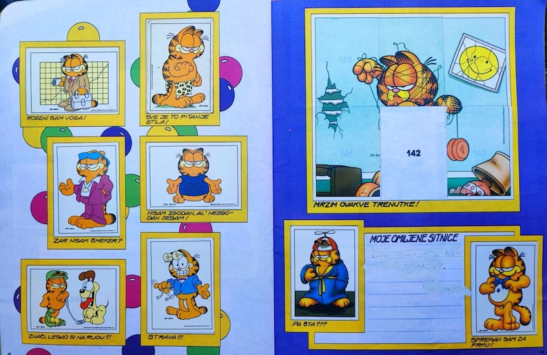 Garfield Stickers Album 1989 Panini Garfield Album Original Odie ...