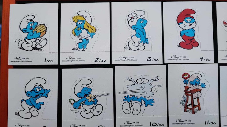 The Smurfs Cards Vintage 1995 Original 30 Cards Both Sided Collection ...
