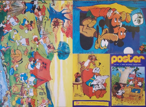 Walt Disney Poster Vintage 1980 Original King Size 92CM Collage Both ...