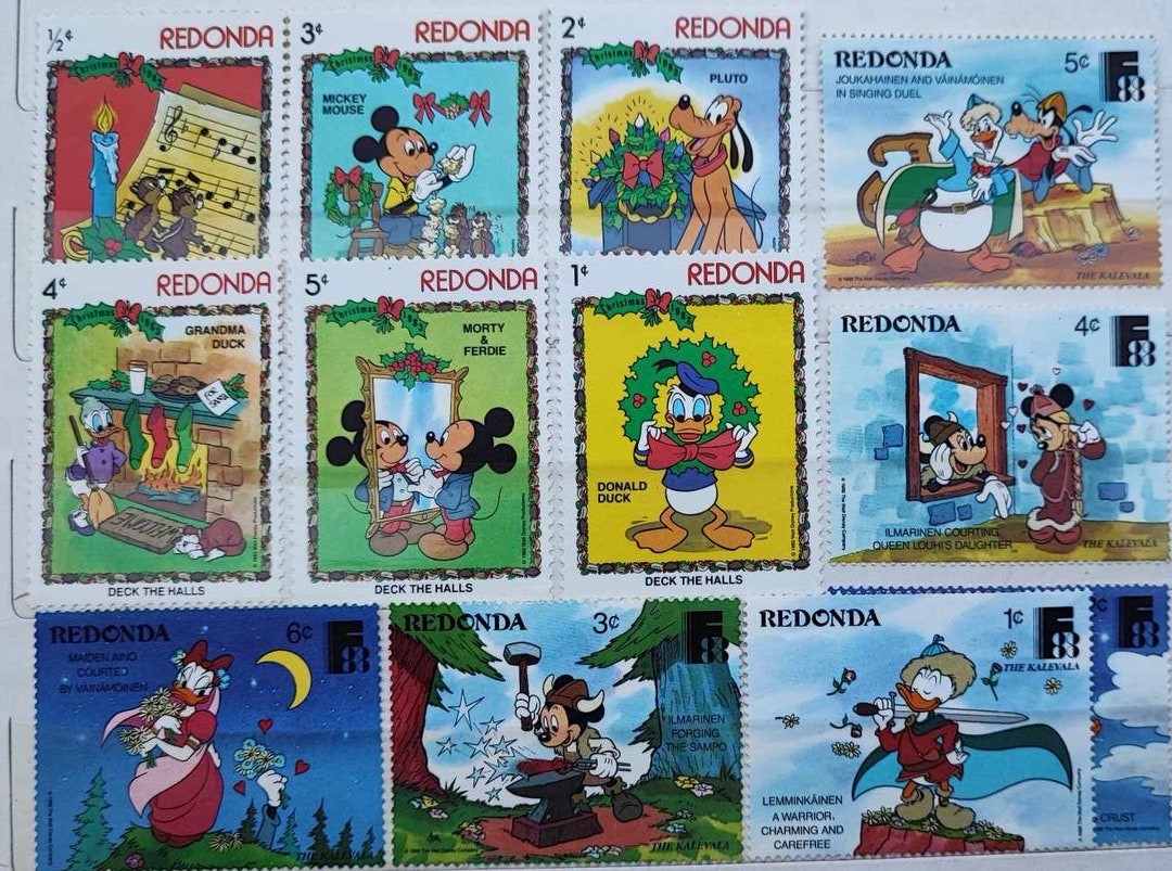 Disney Stamps Vintage Original Set Redonda Postage Stamps Disneyana ...