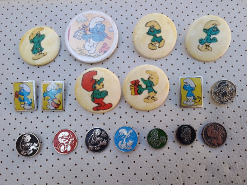 The Smurfs Badges Collection Vintage 1986 Original Collection Cartoons ...