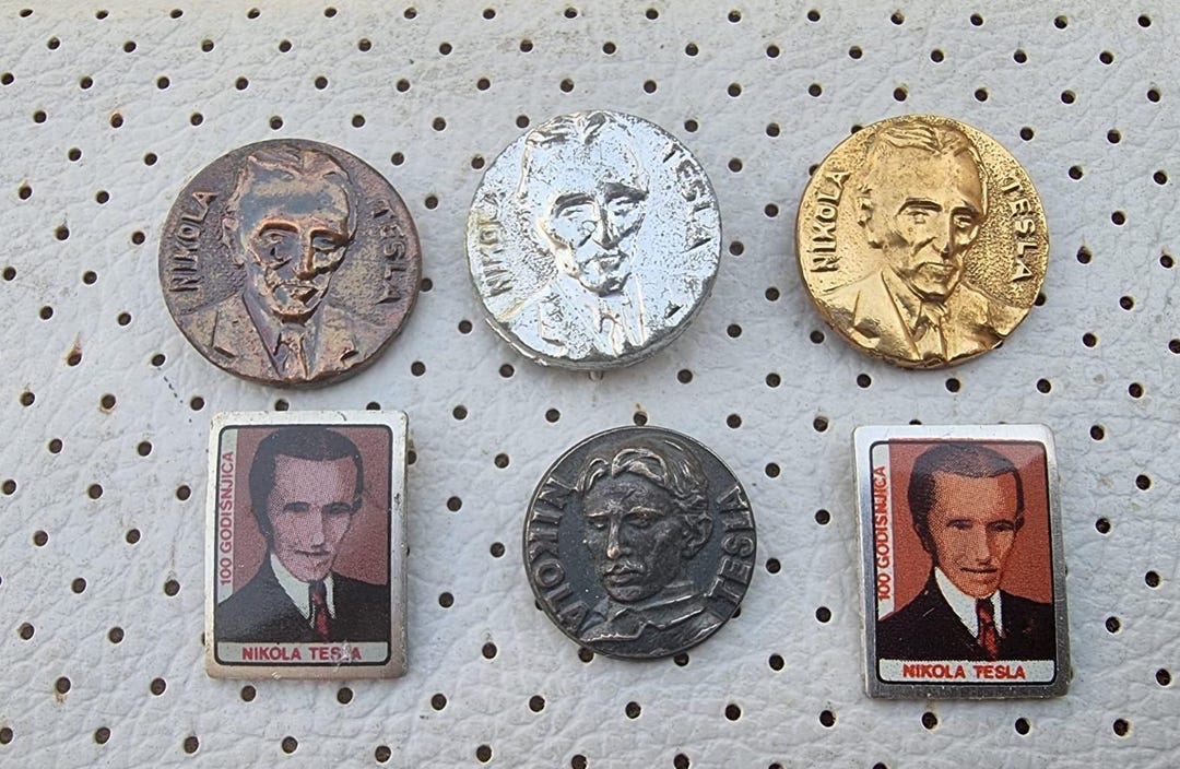Nikola Tesla Vintage Pins Awards 1970 Science Memorabilia Tesla Motor ...