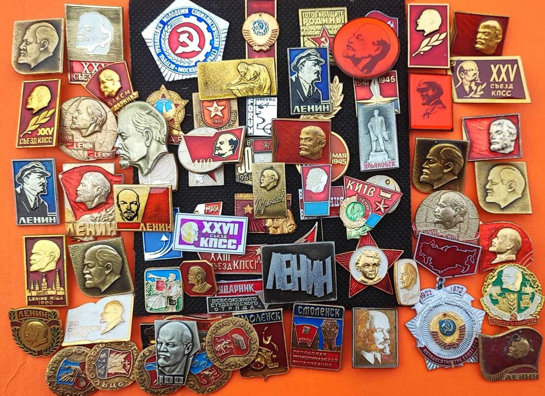 Lenin Pins 75 Vintage Badges Collection Soviet Union USSR Russia Lenin ...
