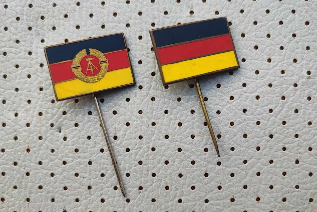 National Flags DDR Germany and West Germany Enamel Vintage Pins 1970s ...