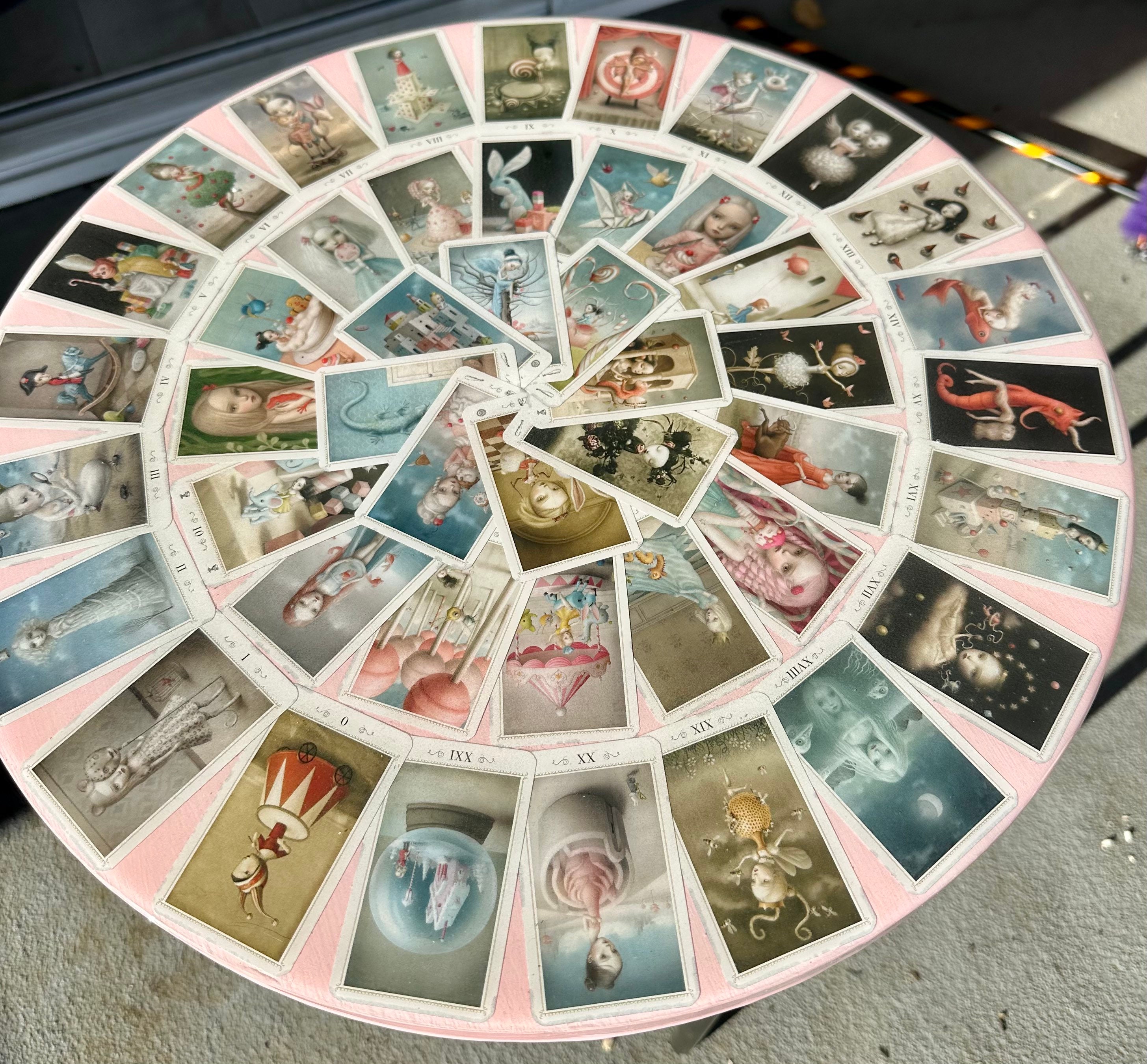 Tarot Table With Ceccoli Tarot Cards Pink Background Resined - Etsy