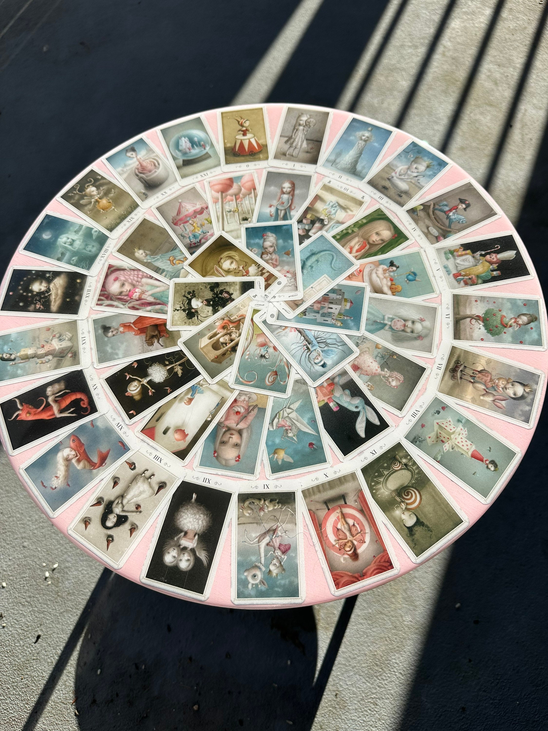 Tarot Table With Ceccoli Tarot Cards Pink Background Resined - Etsy
