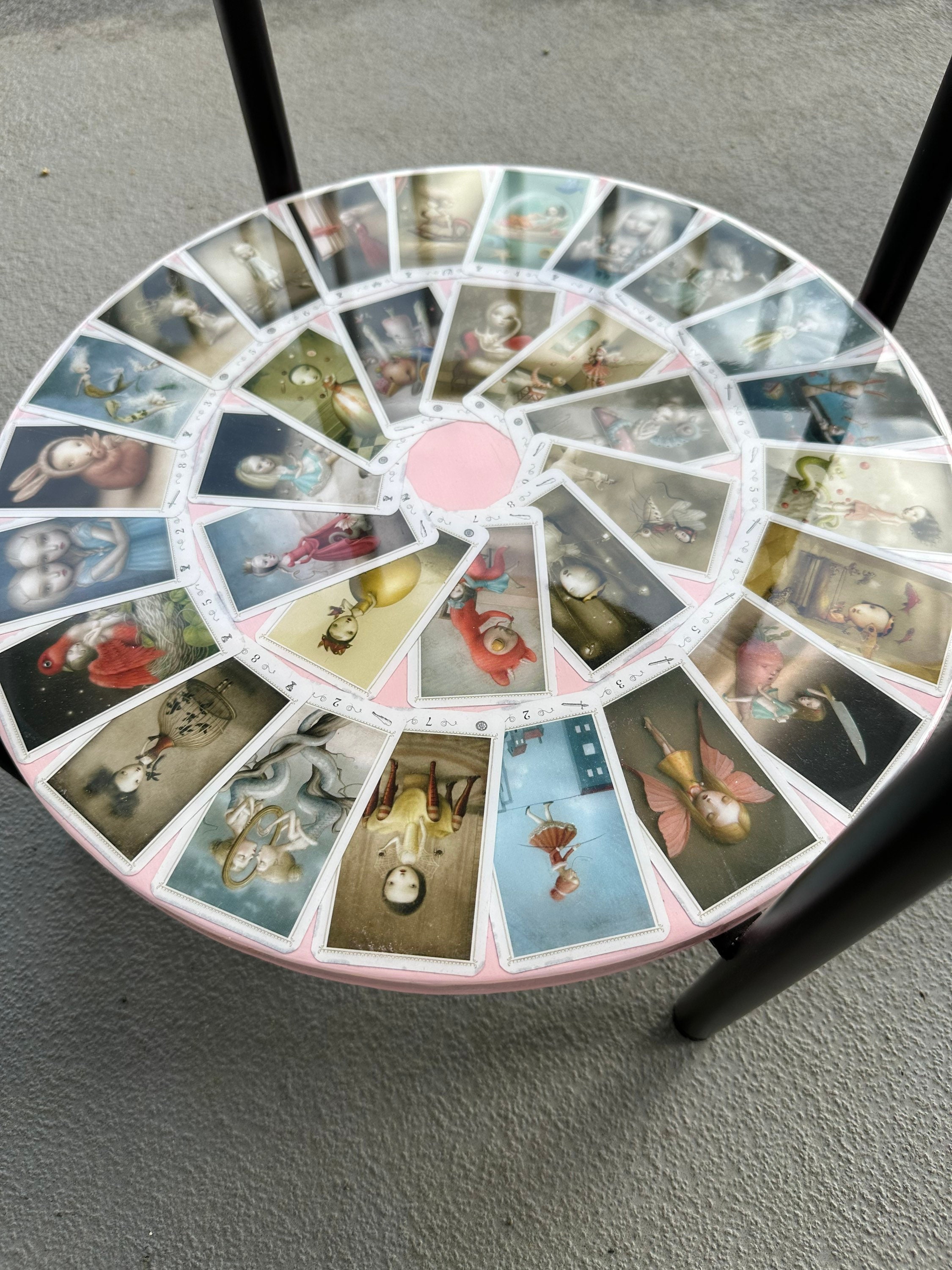 Tarot Table With Ceccoli Tarot Cards Pink Background Resined - Etsy