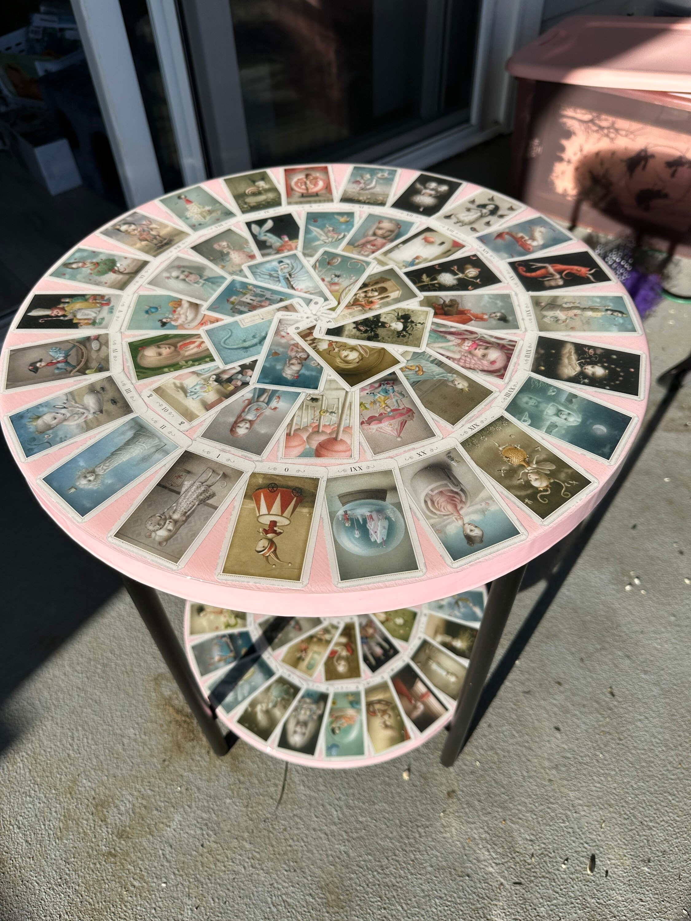 Tarot Table With Ceccoli Tarot Cards Pink Background Resined - Etsy
