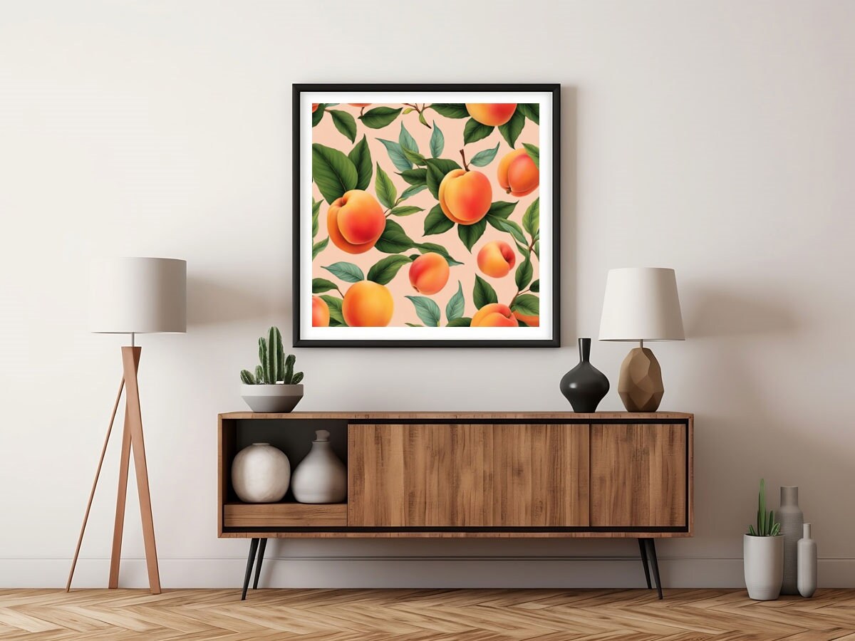 Peach and Peaches Art Design Modern Wall Art Vintage Wall Art Elegant ...
