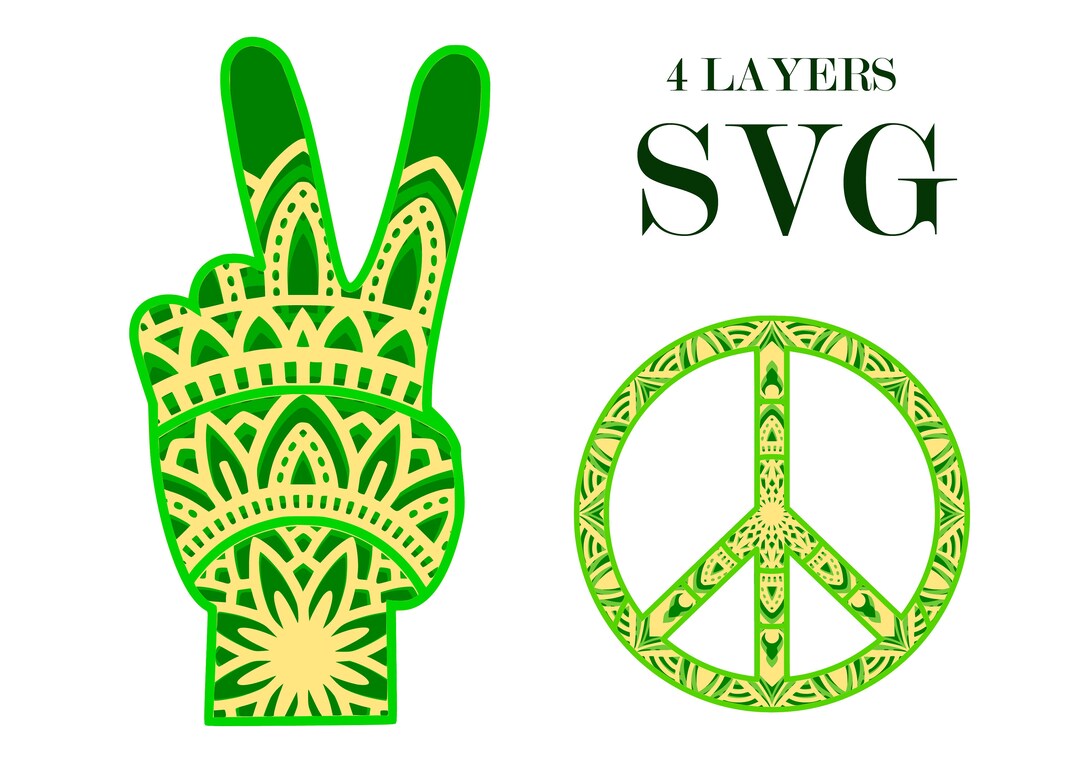 PEACE SYMBOL , 3D Mandala , 4 Layers, SVG and Eps Files , Digital ...
