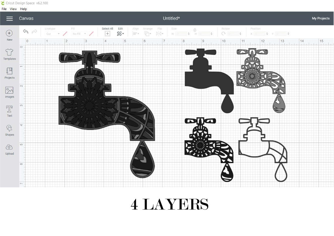 Faucet 4 Layers Digital Download Svg Eps Cdr Png | Etsy