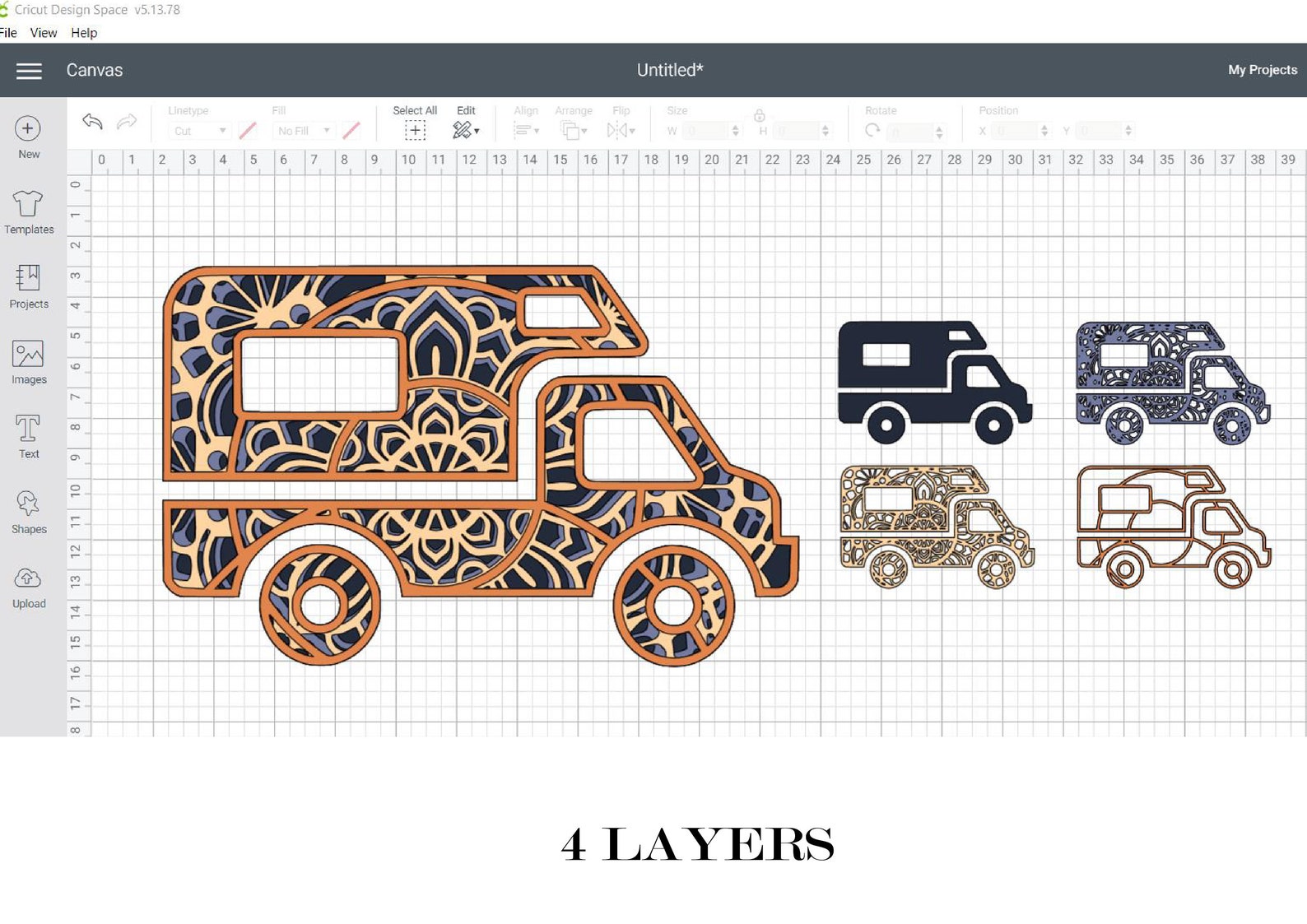 CAMPER and TRAILER 3D Mandala 4 Layers SVG Files | Etsy
