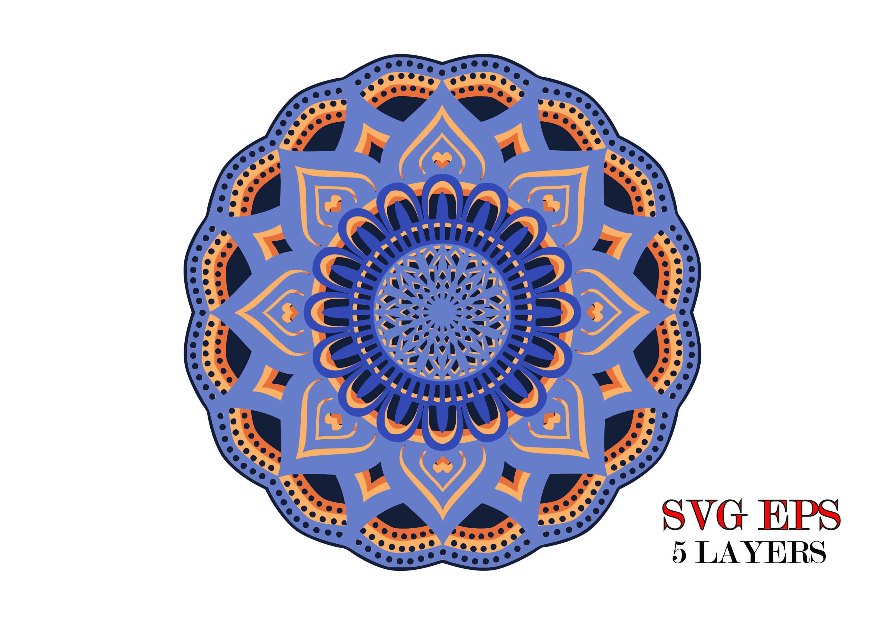MANDALAS 5 Designs 3D 5 Layers Svg Eps Files Digital | Etsy