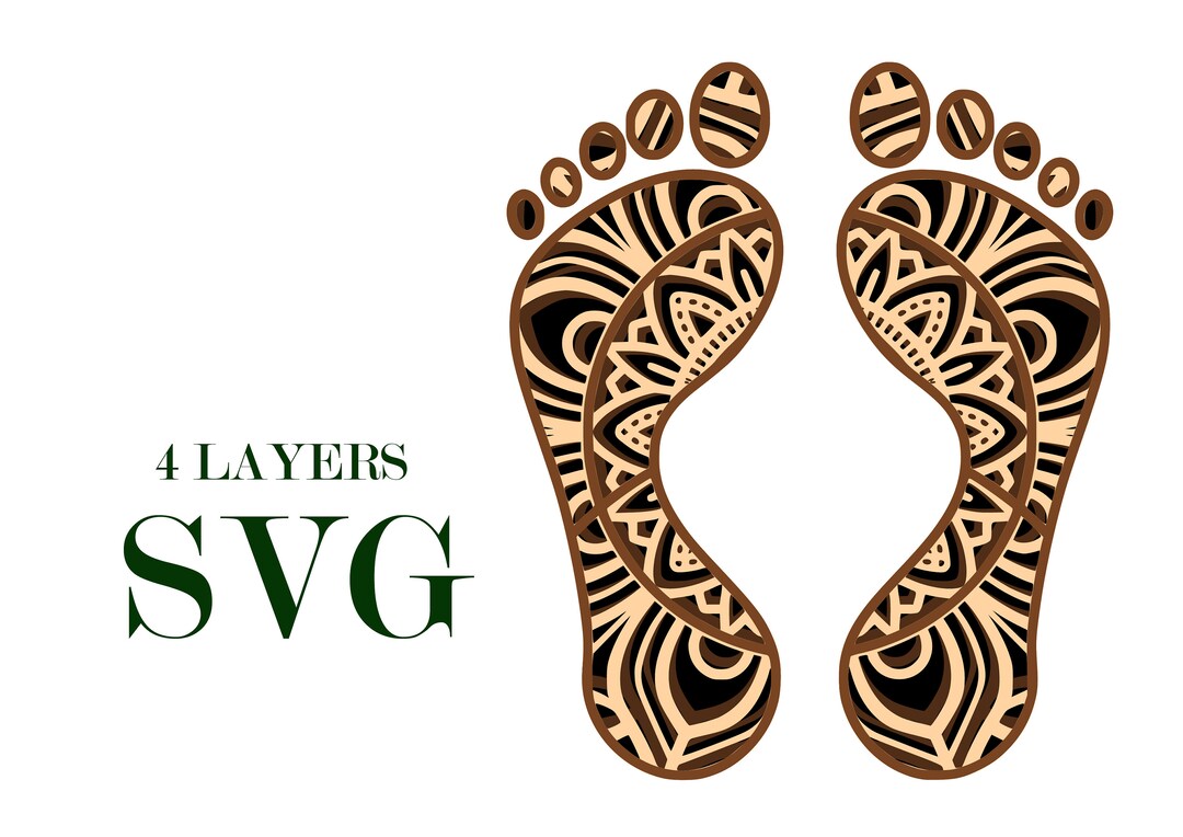 FOOTPRINT , 3D Mandala , 4 Layers, SVG Files , Digital Download for ...