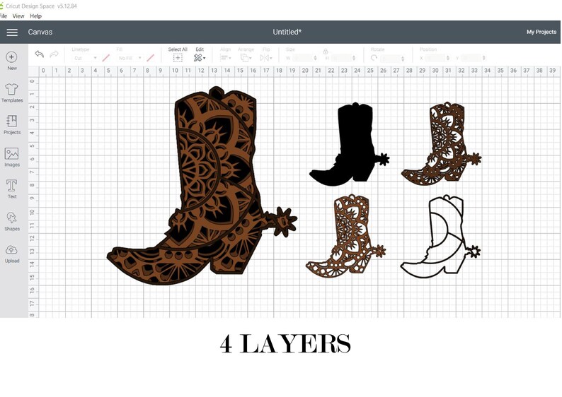COWBOY BOOTS 3D Mandala 4 Layers Svg Eps Files Digital - Etsy Canada