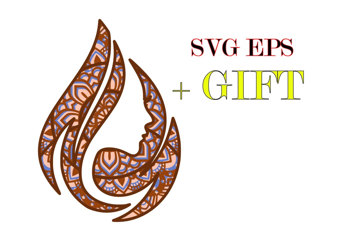 Women in Hair , ,3d Mandala, Beauty Salon , Digital Download , Svg Eps ...