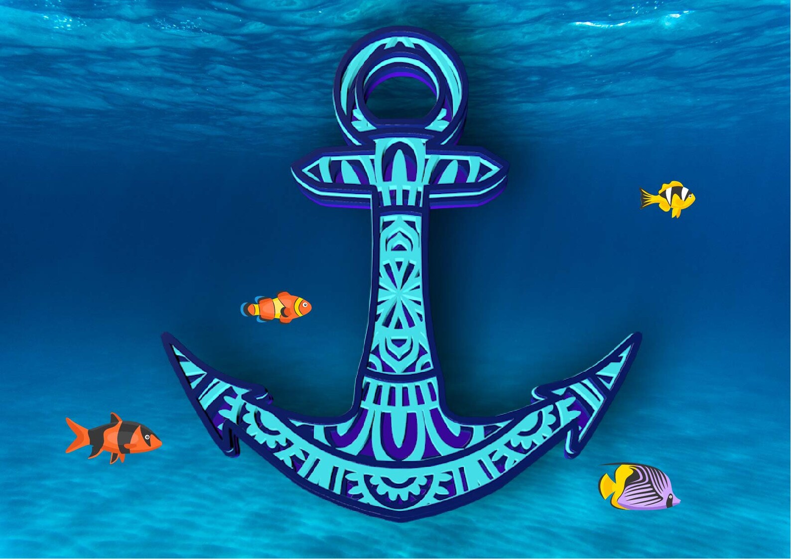 NAUTICAL 3D Mandala 4 Layerssvg Eps Files rudder - Etsy Canada