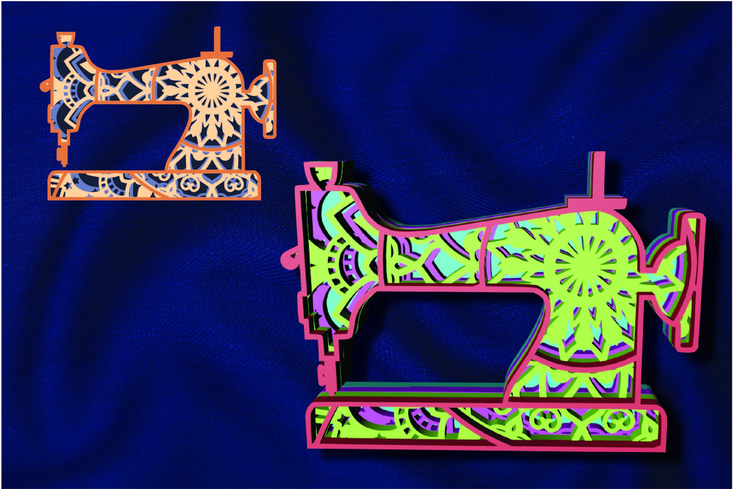 SEWING MACHINE 3D Mandala 4 Layers Svg and Eps Files | Etsy