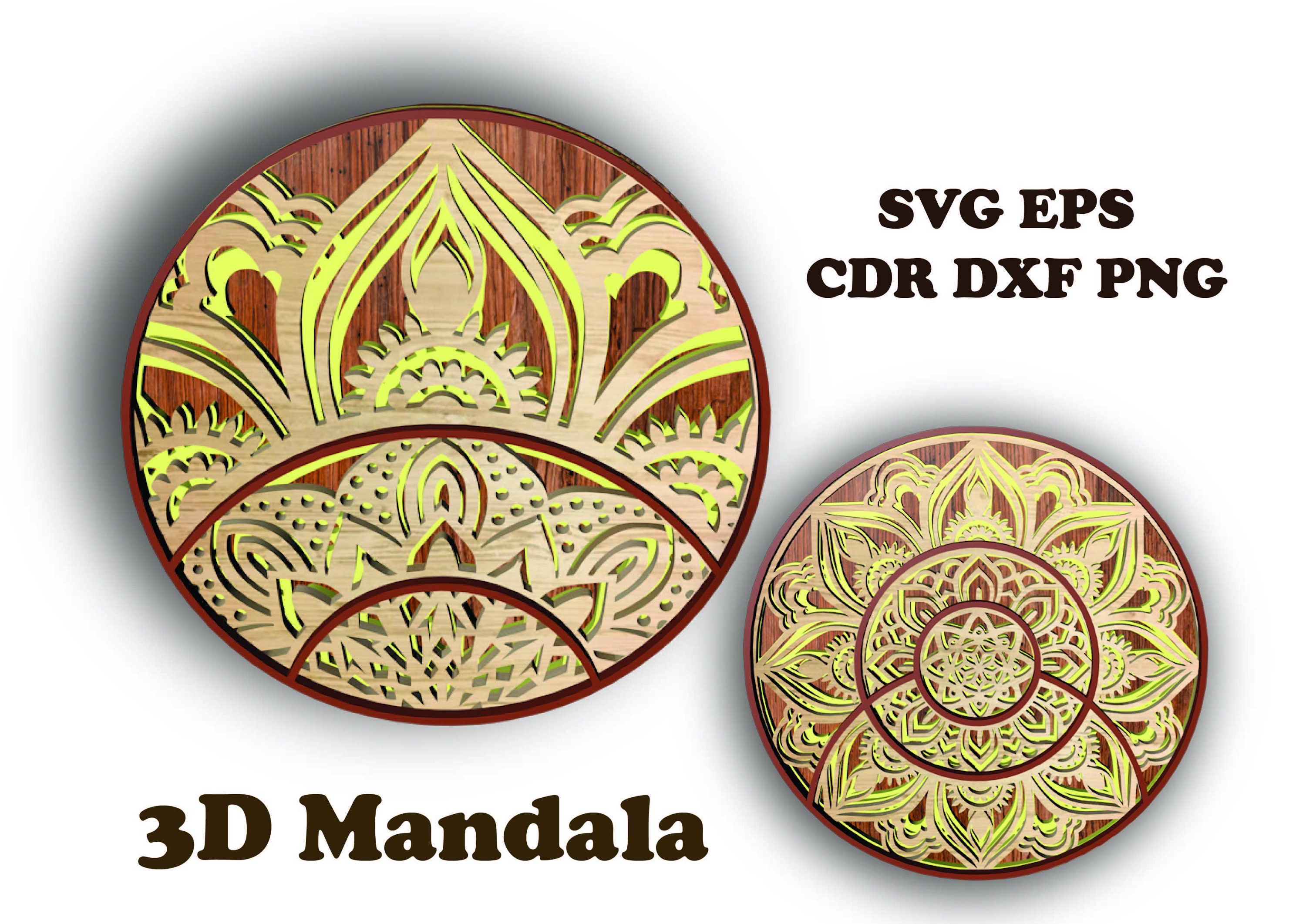 Circle Mandala 3D 4 Layers Svg Eps Png Cdr Dxf - Etsy
