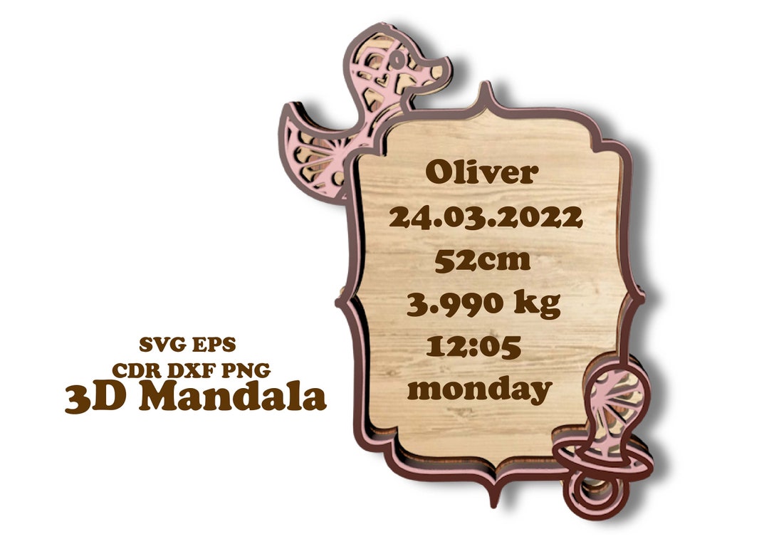 Frame for Baby ,5 Layers ,digital Download ,svg Eps Cdr Dxf Png 3 D ...