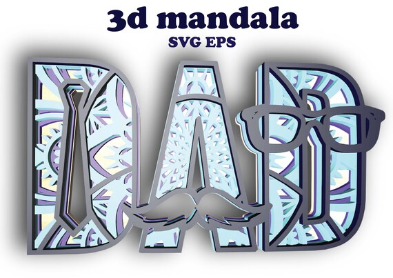 DAD Design 4 Layers Digital Download SVG EPS Files 3 D - Etsy