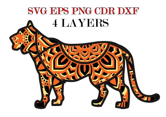 Tiger 4 Layers Digital Download Svg Eps Cdr Png | Etsy