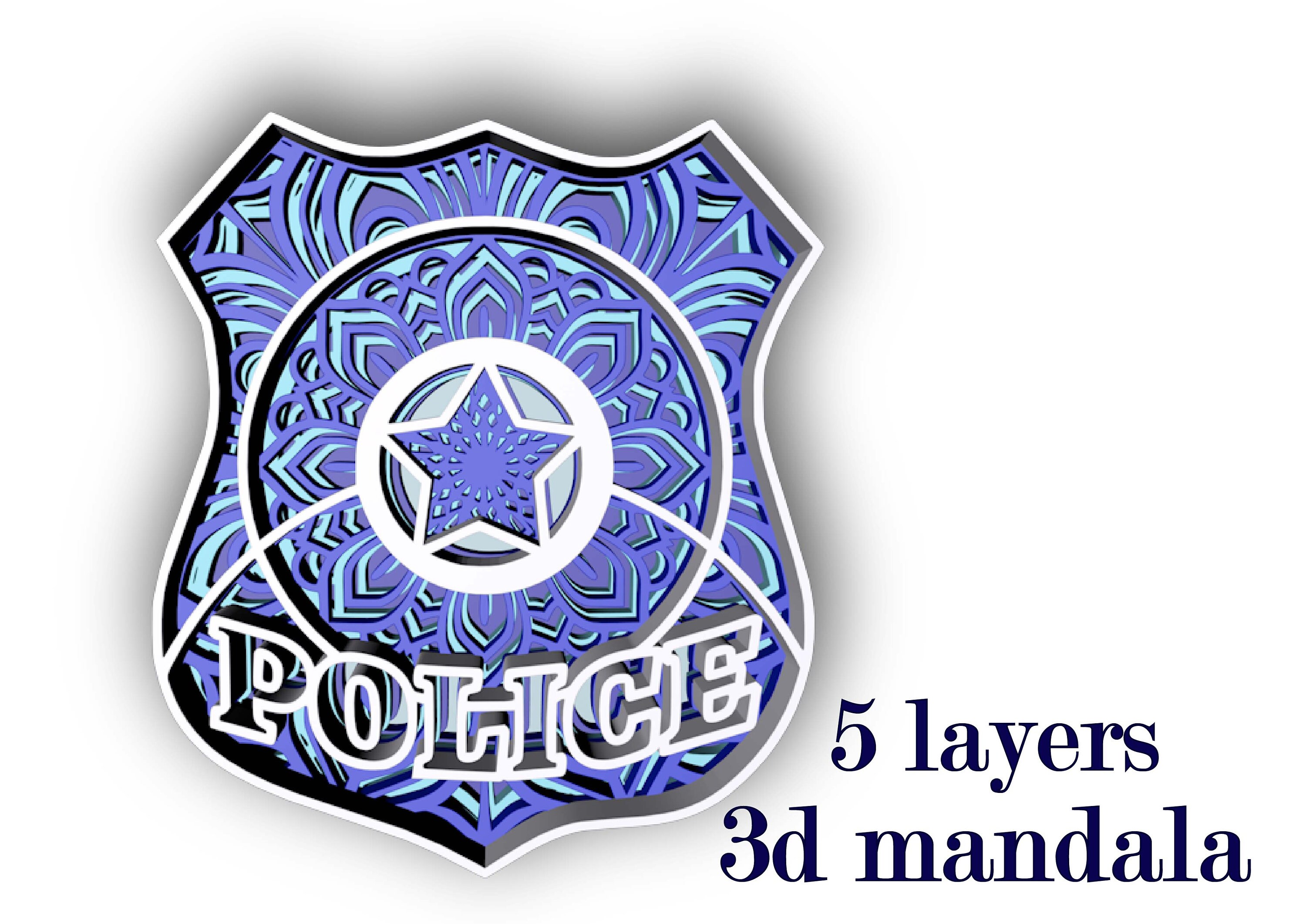 Police Bagde 3D Mandala 5 Layers Svg Eps Cdr Dxf Files - Etsy