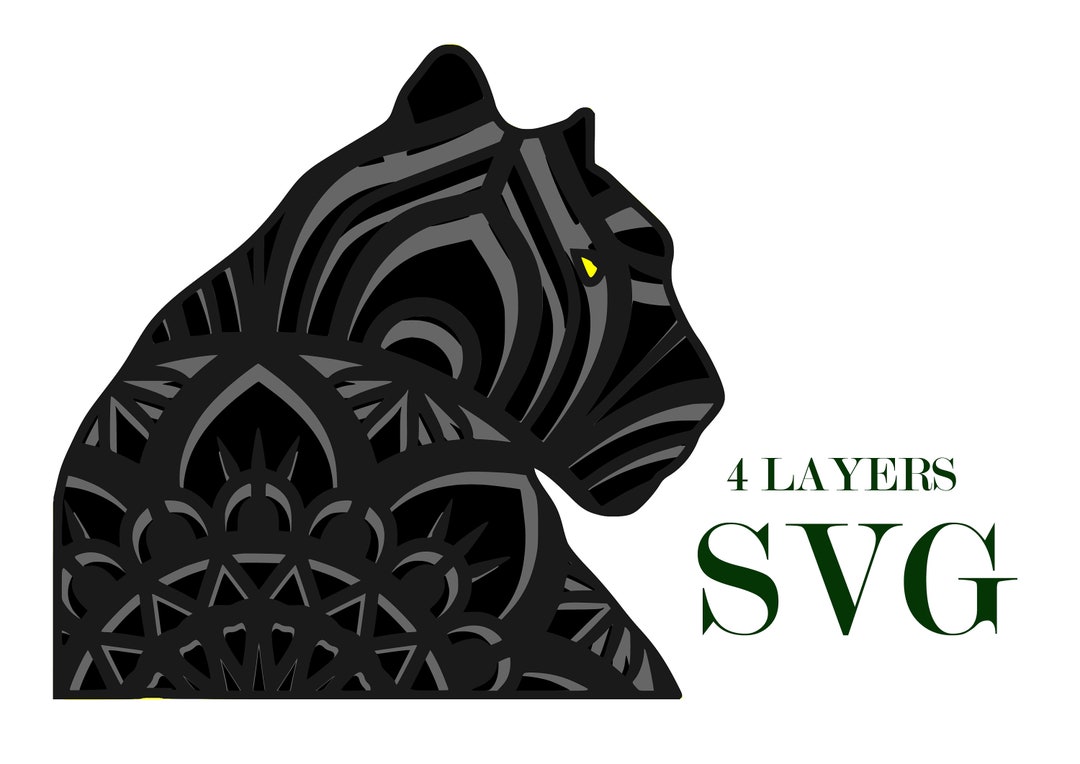 PANTHER , 3D Mandala , 5 Layers, SVG Files , Digital Download for ...