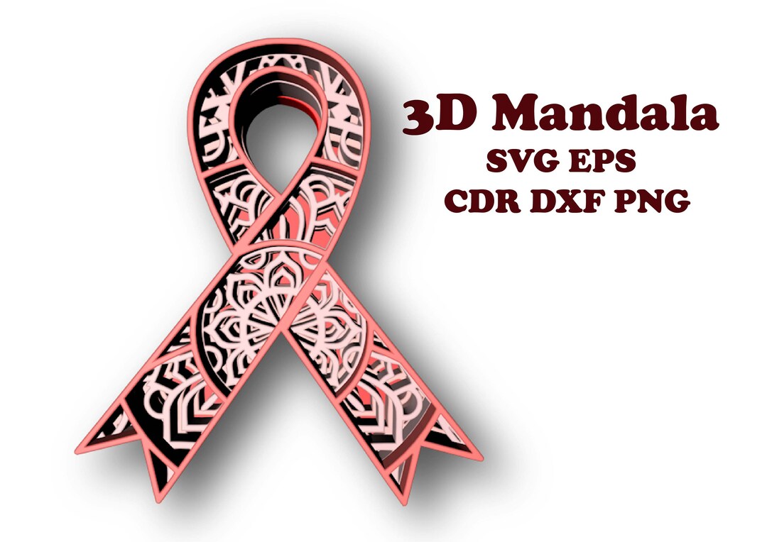 Awareness Ribbon,4 Layers,3d Mandala ,digital Download,svg ,eps, Cdr ...