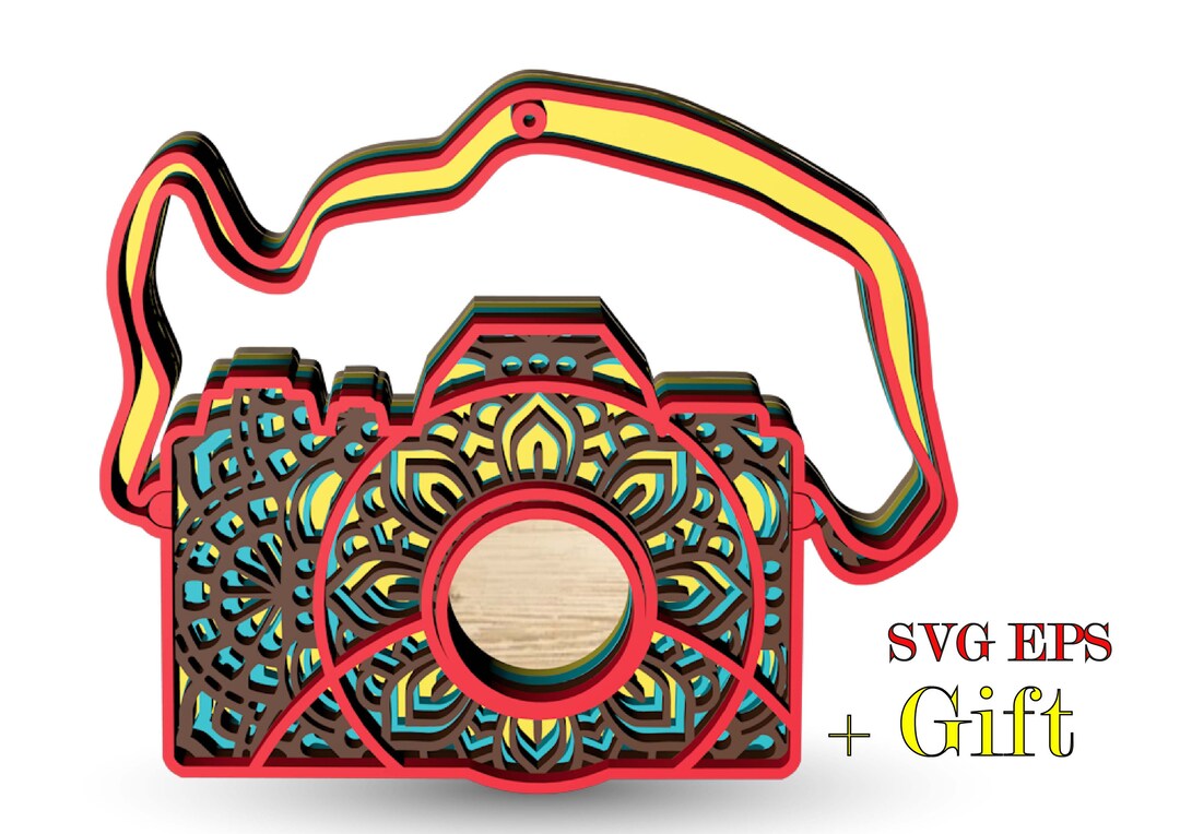 Tourist Photo Camera 5 Layers , 3D Mandala , Svg Eps Cdr , Digital ...