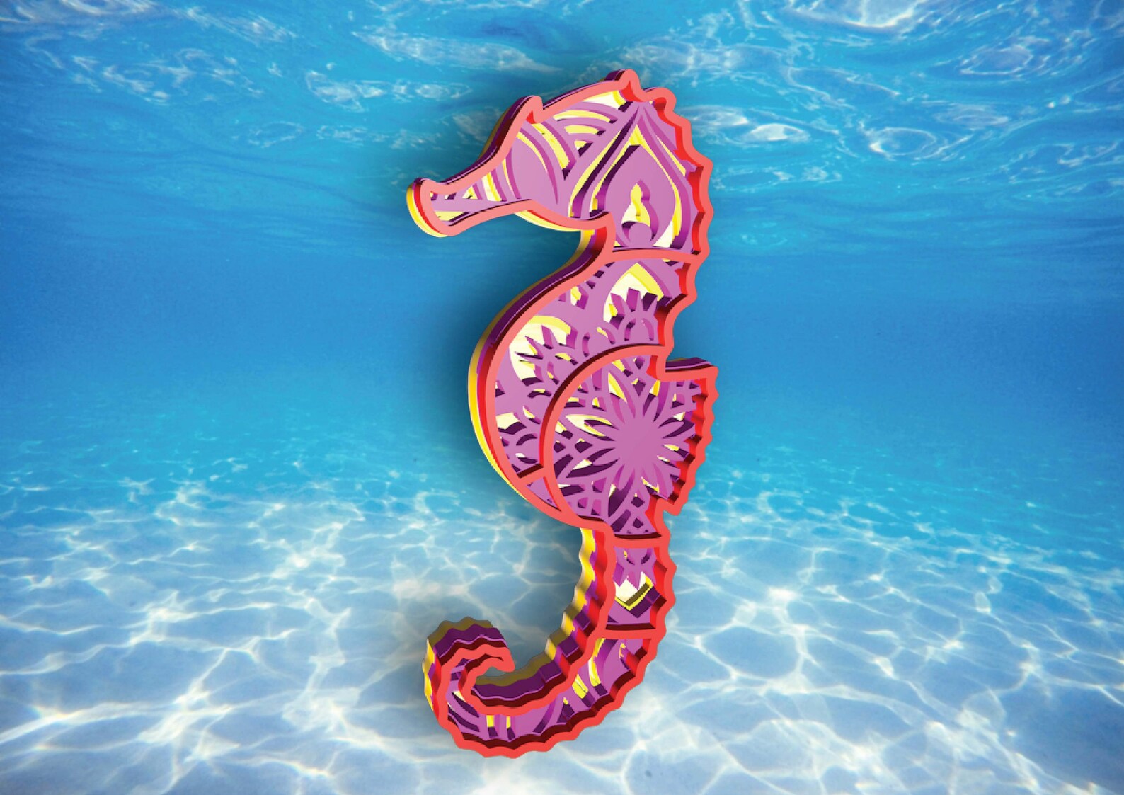 SEA LIFE 3 D Mandala 4 Layerssvg Eps Png Cdr Dxf digital | Etsy
