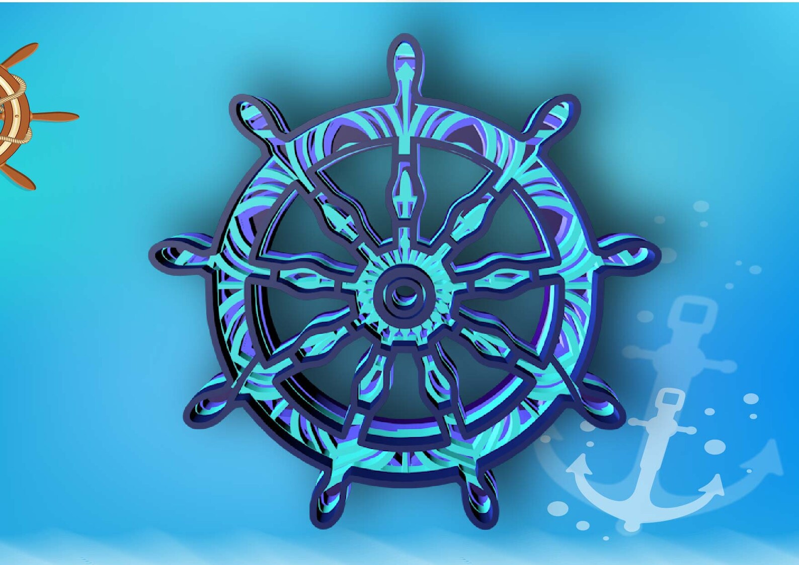 NAUTICAL 3D Mandala 4 Layerssvg Eps Files rudder - Etsy Canada