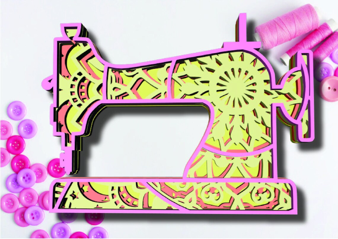 SEWING MACHINE 3D Mandala 4 Layers Svg and Eps Files | Etsy