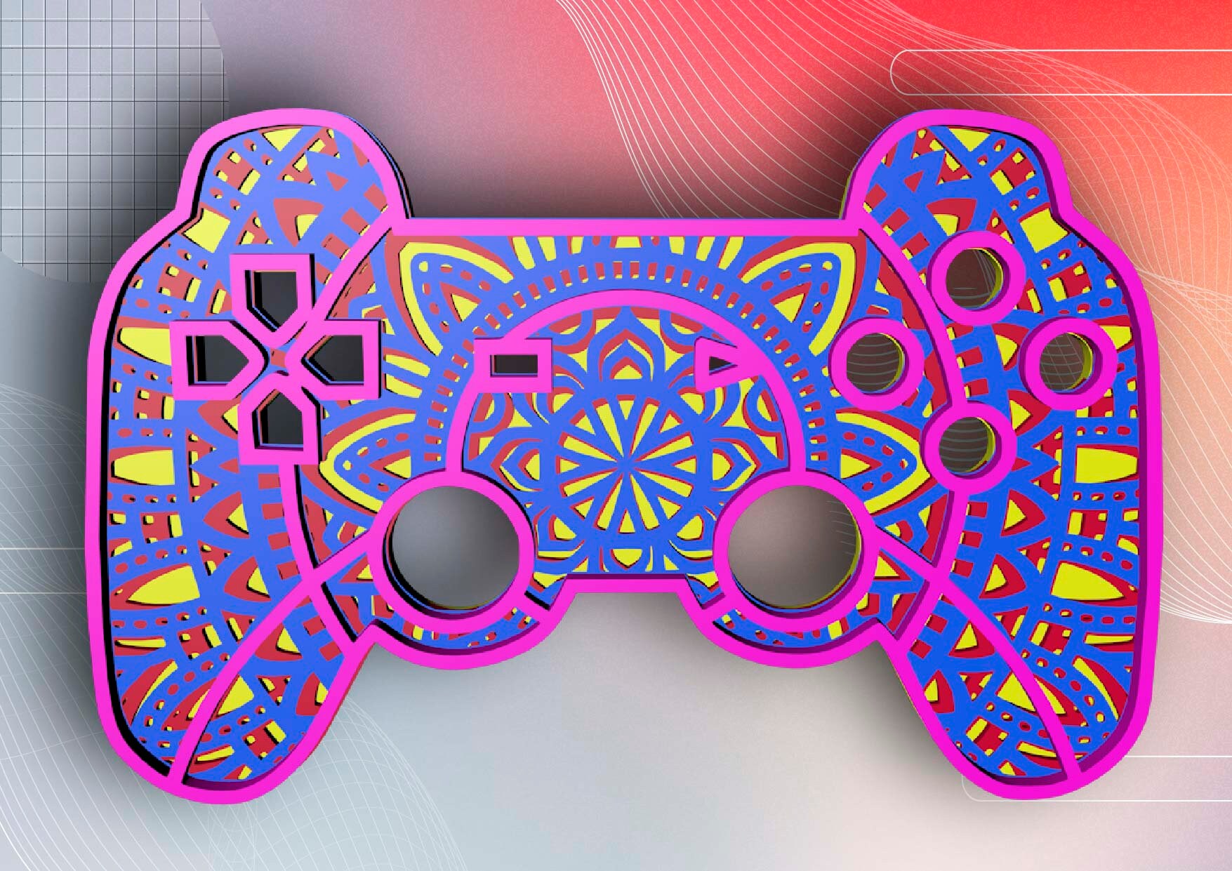 CONTROLLER 3D Mandala 4 Layers SVG and Eps Files - Etsy