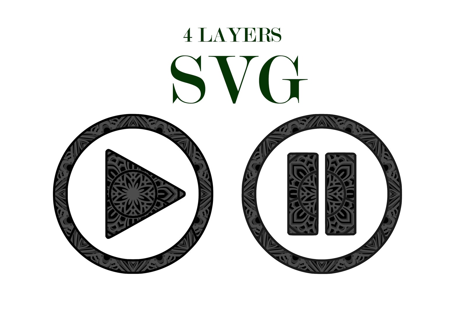 MUSIC BUTTONS play and Stop 4 Layers Digital Download - Etsy