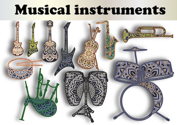 Musical Instruments Bundle 3d Mandala 4 Layers Digital - Etsy