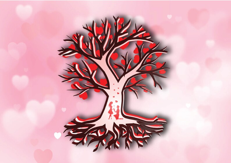 Tree of Love Svg Png Cdr Dxf Eps Jpg Files 3 Layers - Etsy