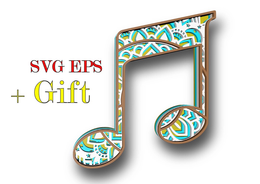 Musical Note, 3d Mandala , 4 Layers , Digital Download , Svg , Eps, for ...