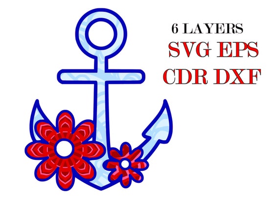 Romantic anchor 3D mandala 6 layers Svg Eps Cdr Dxf | Etsy