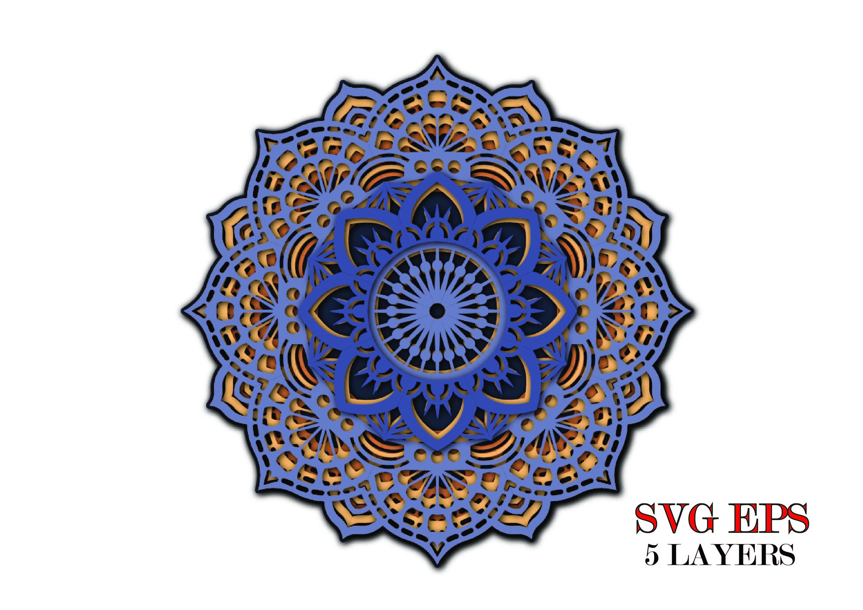 MANDALAS 5 Designs 3D 5 Layers Svg Eps Files Digital | Etsy
