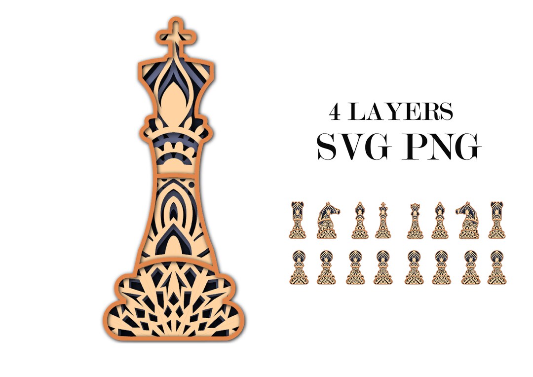 CHESS , 3D Mandala , 4 Layers , SVG PNG Eps Files , Digital Download ...