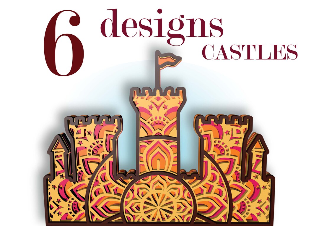 CASTLES , 6 Designs ,3D Mandala , Svg Eps Files , Digital Download for ...