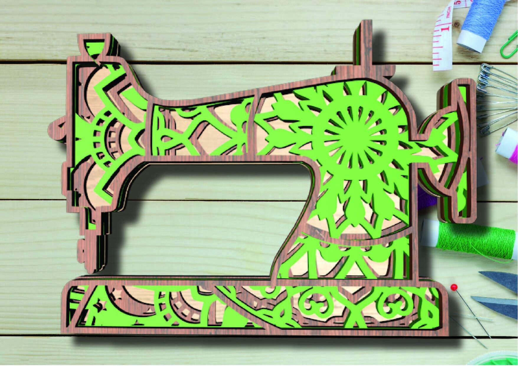 SEWING MACHINE 3D Mandala 4 Layers Svg and Eps Files | Etsy