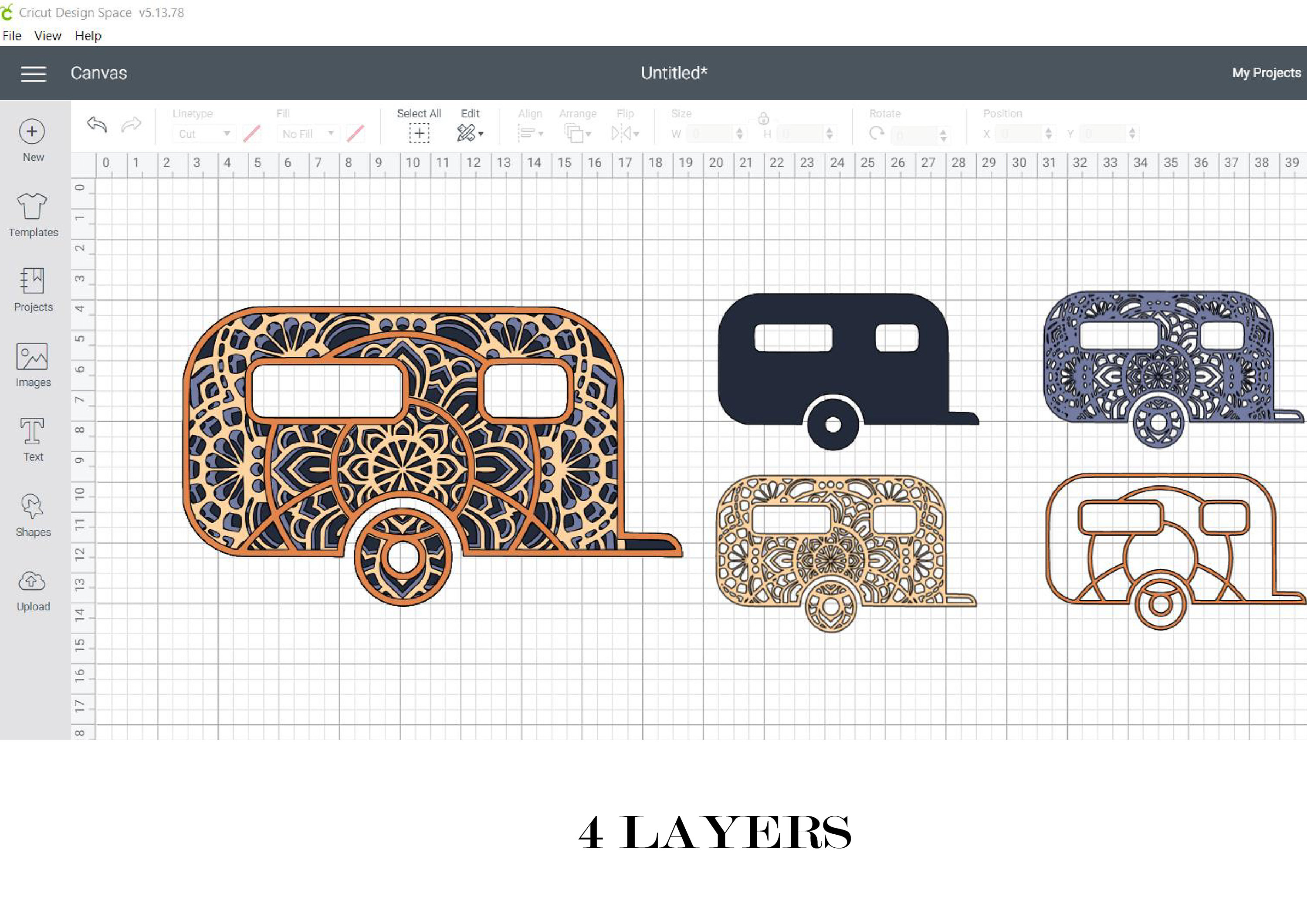 CAMPER and TRAILER 3D Mandala 4 Layers SVG Files | Etsy