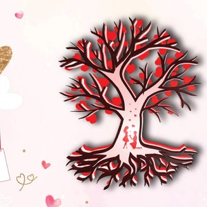 Tree of Love, Svg Png Cdr Dxf Eps Jpg Files , 3 Layers , Digital ...