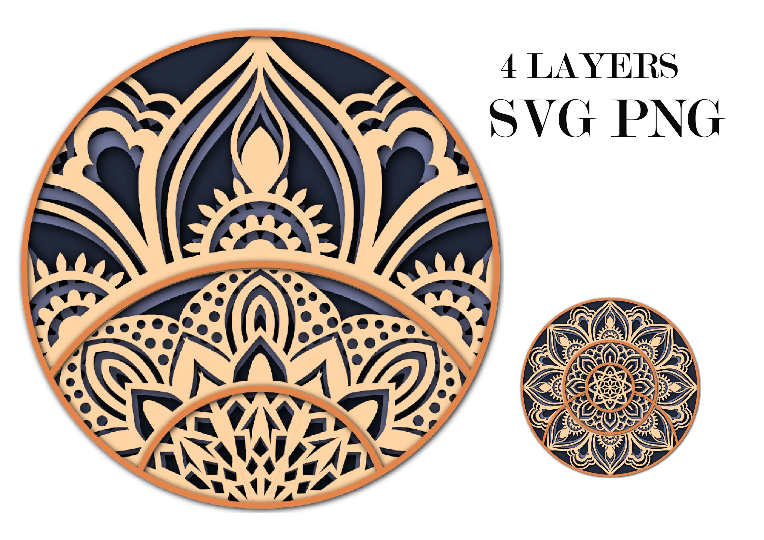 Circle Mandala 3D 4 Layers Svg Eps Png Cdr Dxf - Etsy